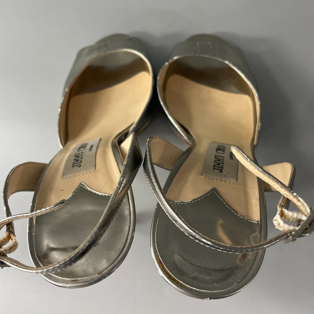 Jimmy Choo Silver Metallic Leather Slingback Heel San… - Gem